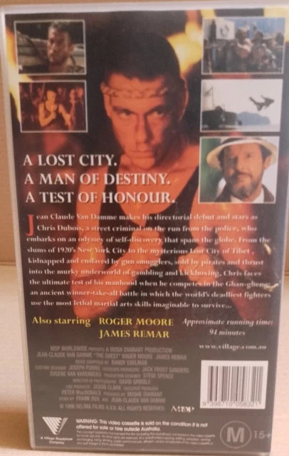THE QUEST VHS Jean-Claude Van Damme PAL Video Roger Moore 1996 Roadshow ...