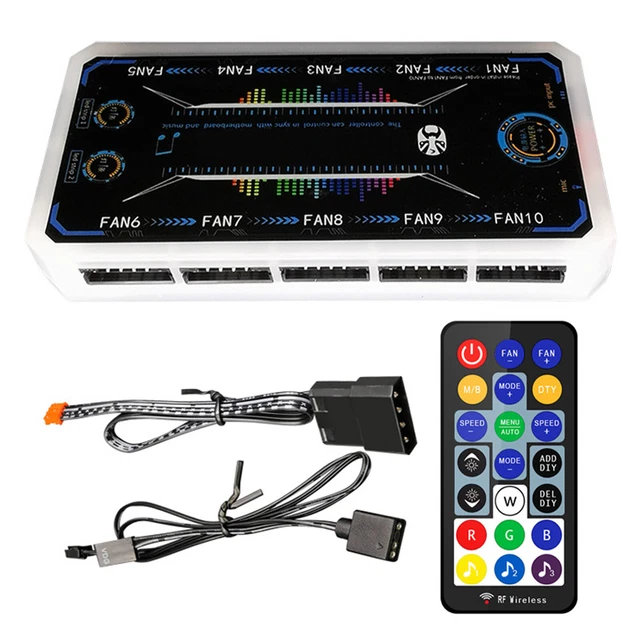PC COOLING FAN Hub RGB Fan ARGB Controller Remote Control Computer Case ...