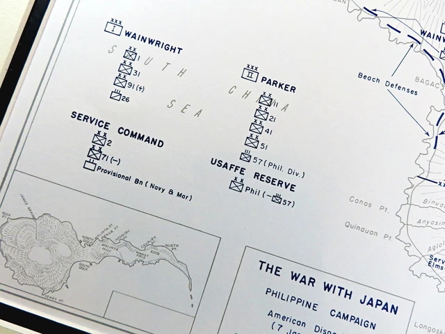 WW2 MILITARY MAP Philippines USAFFE American Troops General MacArthur ...