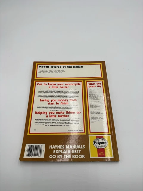 HAYNES TRIUMPH OWNERS Workshop Manual Trident BSA Rocket 3 £18.14 ...