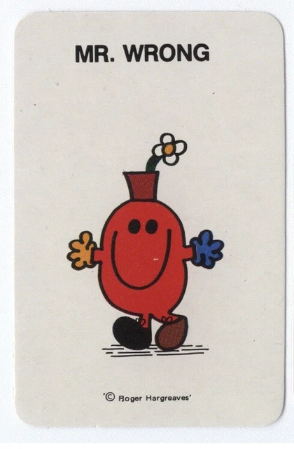RARE 1970S MR MEN Blank Back SINGLE Swap Playing Card Roger Hargreaves ...
