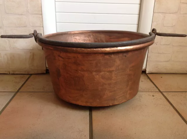 RARE GRAND CHAUDRON en cuivre poignet fer forgé époque XIX antique EUR ...