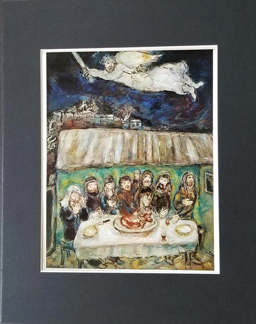 Marc Chagall Andthe Israelites Eat The Pascal Lamb Matted Offset Lithograph 1973 £3653 Picclick Uk