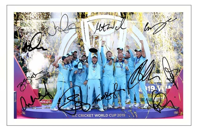 ENGLAND WORLD CUP Team Signed Autograph Cricket Signature Photo Print ...