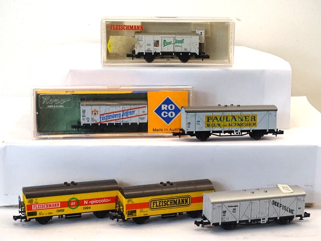 ROCO N 6X Güterwagen 2321 Kühlwagen Bierwagen Fleischmann 8357 in OVP ...