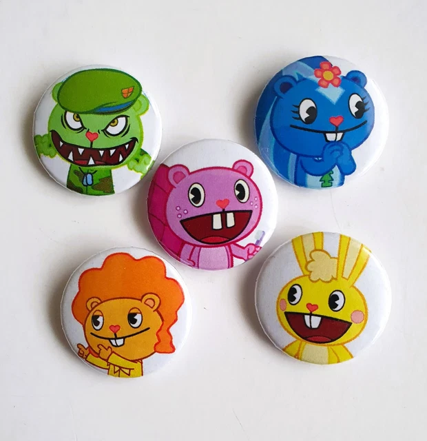 HAPPY TREE FRIENDS Badge Button Set 25mm 1" Pins Pinback Cuddles Tooth ...