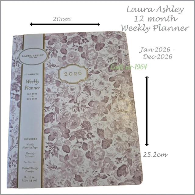 LAURA ASHLEY DIARY 2026 Jan to Dec Weekly & Monthly View Floral Design ...