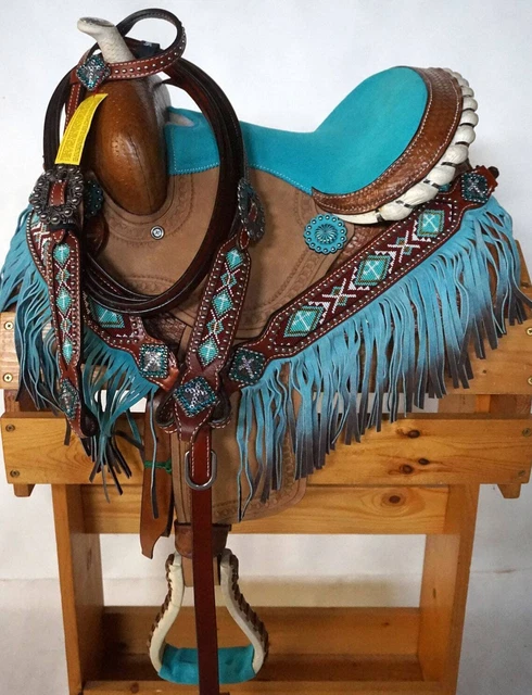 BARREL RACING WESTERN Trail Horse Saddle Tack Premium Leather Tooled ...