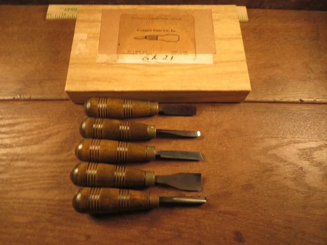 CLEAN VINTAGE WARREN TOOLS 5 Piece Wood Carving Chisel Set - Very Good ...