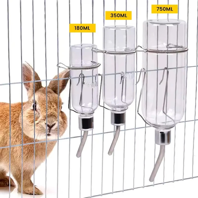 RABBIT WATER BOTTLE Hanging Cage Sipper Plastic for Small Animals (180 ...