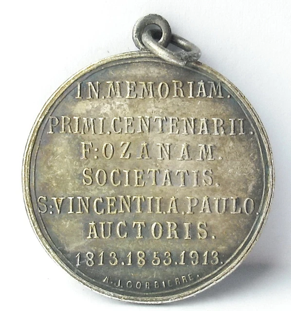 MEDAL TO ANTOINE-FRÉDÉRIC Ozanam Catholic c1920 A J Corbierre 22mm ...