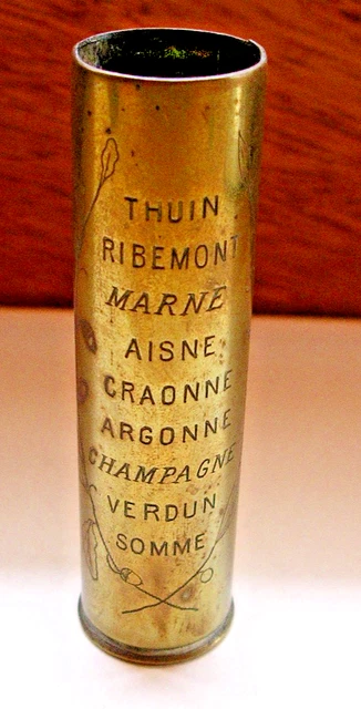 WW1 TRENCH ART Shell case has iconic Great War place names £47.48 ...