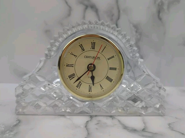 VINTAGE CENTURION COLLECTION glass mantle clock 24% Lead Crystal Needs ...