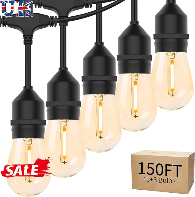 150FT LED FESTOON Outdoor String Light 45m Mains Heavy Duty Bulb Garden ...