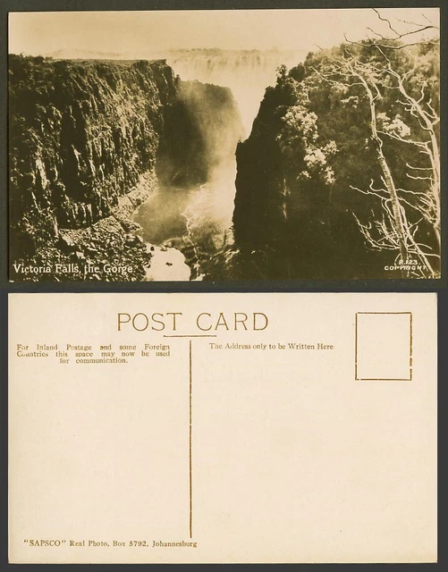 RHODESIA OLD REAL Photo Postcard The Gorge, Victoria Falls, Zambezi ...