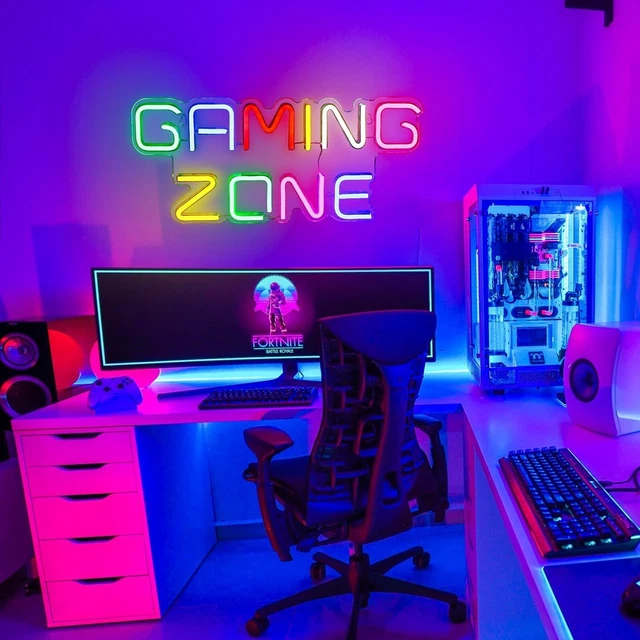 GAME ROOM LARGE Neon Signs 12.6"X5.5" Colorful LED,USB Neon Lights for ...
