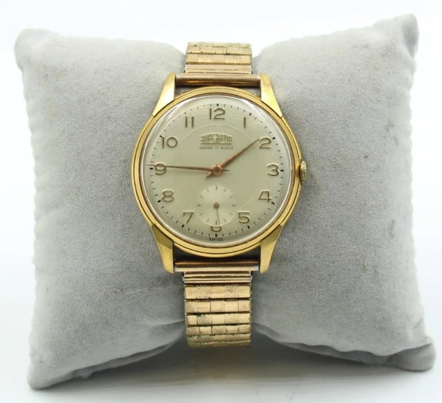 VINTAGE SUPERATIC SWISS Made Gold Toned Mechanical Wristwatch - B35 £30 ...