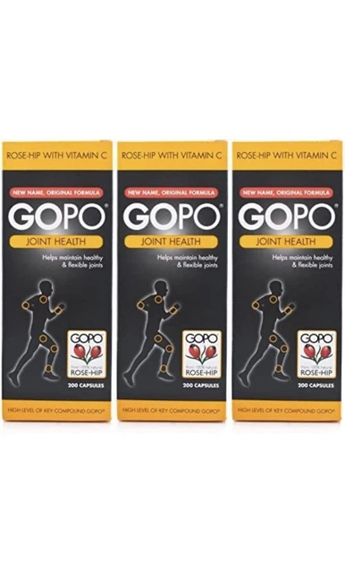 GOPO JOINT HEALTH Rose-hip with Vitamin C (200 Capsules) x 3 Bundle £80 ...