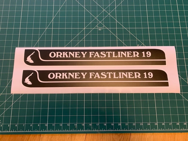 2 X ORKNEY FASTLINER 19 Boat Stickers hull vinyl decals Both Sides ...