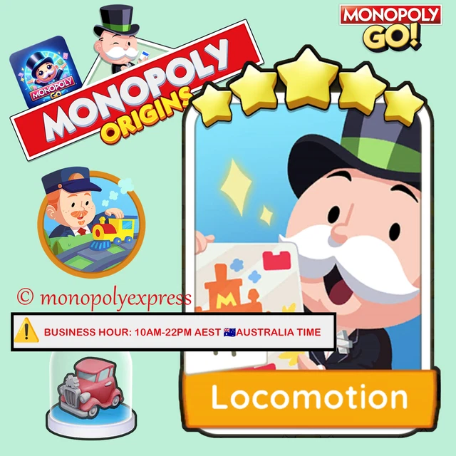 MONOPOLY GO STICKER Card | Set 14 | Locomotion $7.49 - PicClick AU