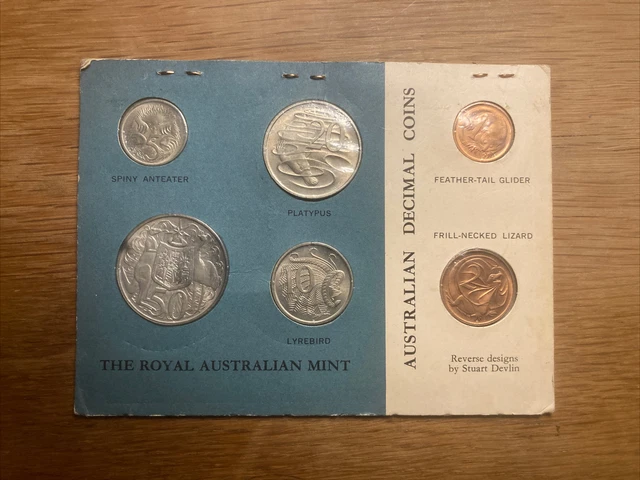 1966 AUSTRALIA DECIMAL Coin Set Original Card Australian Mint Silver 50 ...