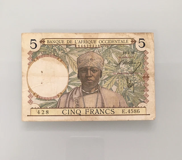 BILLET 5F BANQUE de l’Afrique Occidentale BAO du 10/03/1938 no 428 EUR ...