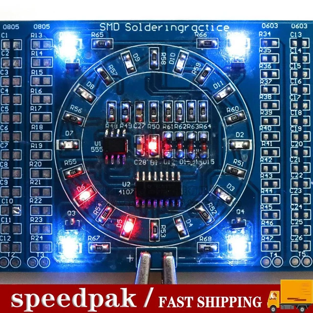 SOLDERING PRACTICE SMD circuit board LED electronics PCB DIY SMT kits ...
