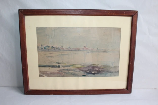 TABLEAU, AQUARELLE SUR papier signée P.P, Quiberon Port Maria, Bretagne, mer EUR 50,00 - PicClick FR
