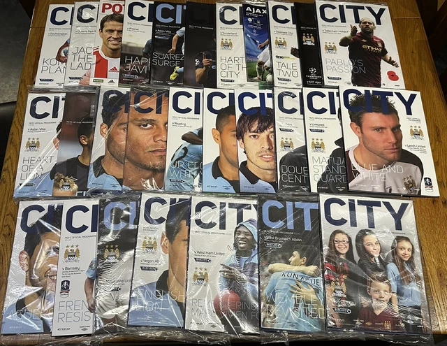 MANCHESTER CITY 2012-2013 FULL SET OF HOME PROGRAMMES x28 (PLUS AWAY ...