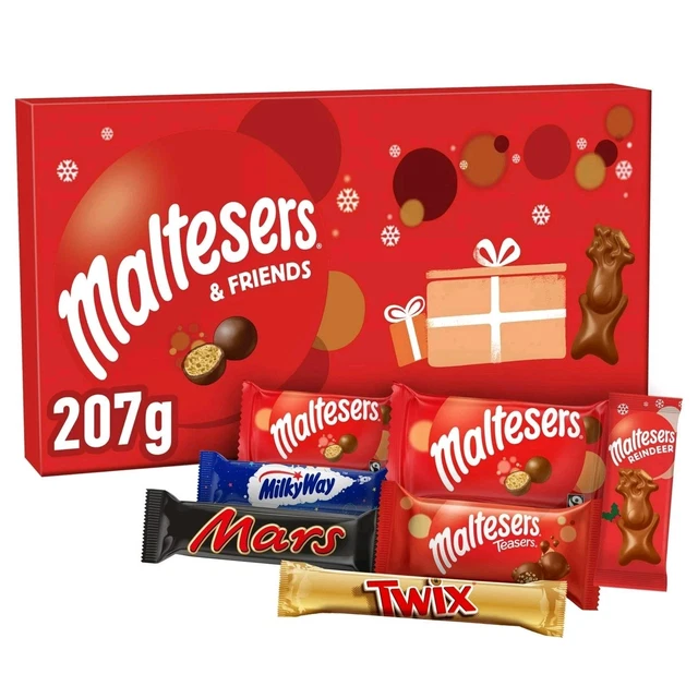 LARGE MALTESERS CHRISTMAS Chocolate Selection Box 207g Mars Twix Milky ...