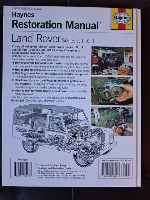 LAND ROVER SERIES I, II and III restoration manual, Haynes H622 £16.13 ...