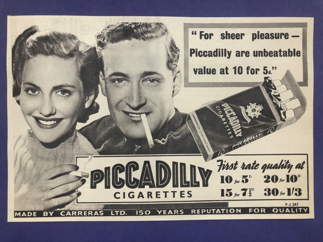 CARRERAS PICCADILLY CIGARETTES 1940 WW2 Advert Ephemera EUR 4,56 ...