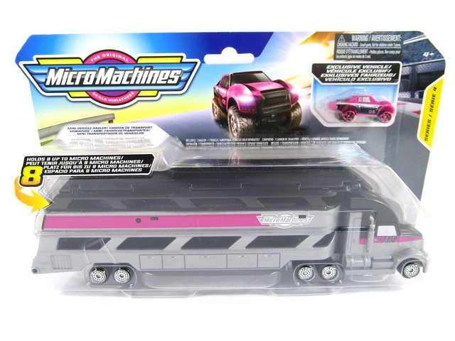 HASBRO MICRO MACHINES Mini Vehicle Hauler Transport Truck Black & Pink ...