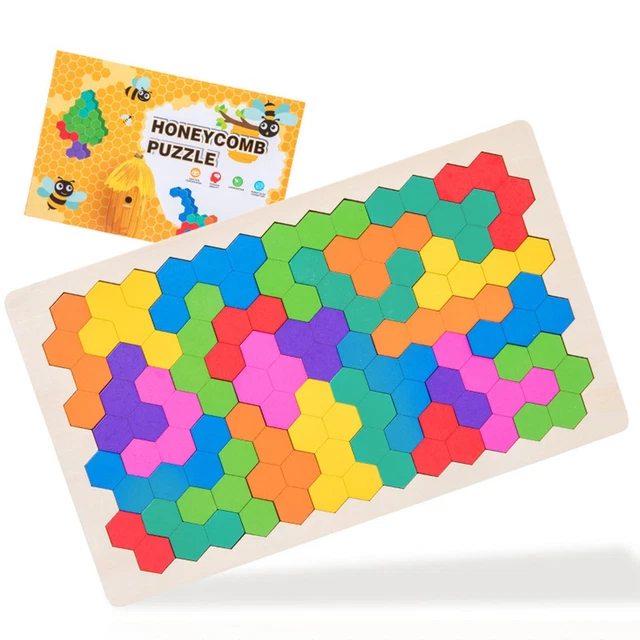 WOODEN PATTERN BLOCKS Set Geometric Shape Puzzle Kindergarten Classic ...