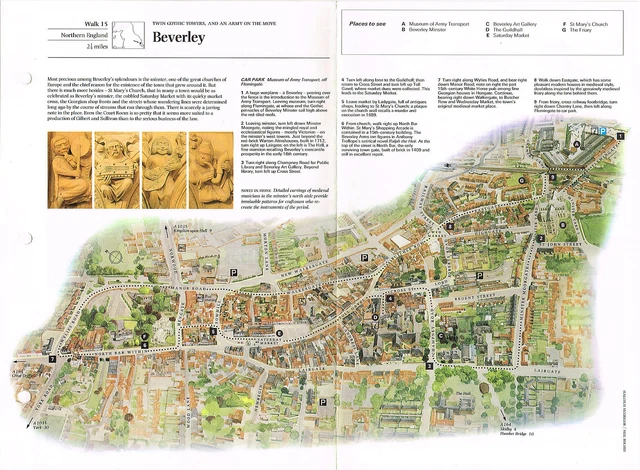 BEVERLEY YORKSHIRE 1990 Vintage Walking Route & Map #15 £3.49 - PicClick UK