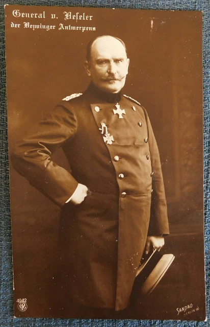 ANTIQUE WWI GERMAN General Hans Hartwig Von Beseler Photograph Postcard ...