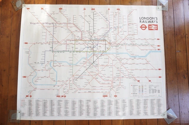 1974 LONDON TRANSPORT Underground Tube Railway Quad Map Poster Tim ...