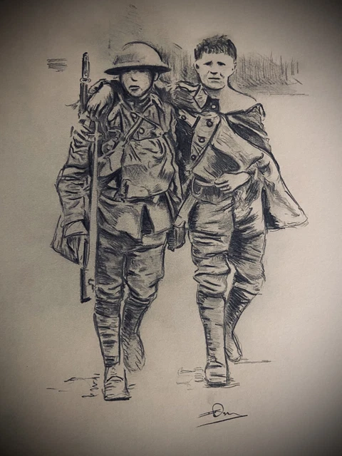 WW1 BRITISH SOLDIERS - Military pencil sketch signed by artist £19.99 ...