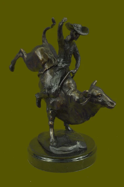 DE COLLECTION ART Bronze Sculpture Rodeo Signé CM Thomas Ouest Cowboy ...
