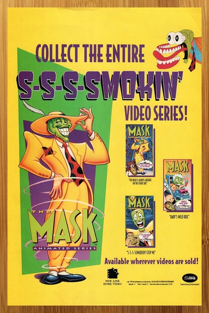 1995 THE MASK Animated Series VHS Video Vintage Print Ad/Poster Jim ...