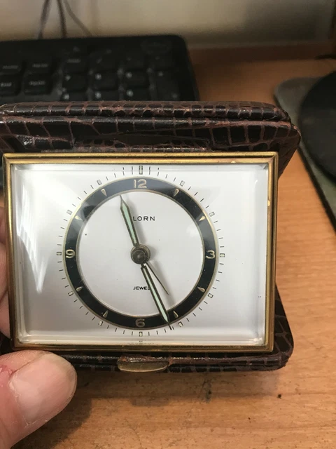 VINTAGE FLORN TRAVEL Alarm Clock In Very Nice Leather Style Case $12.00 ...