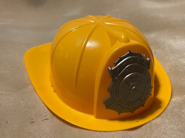 CHILDREN'S TOY FIREMAN Helmet Fire Rescue With Badge On Front. Yellow £ ...