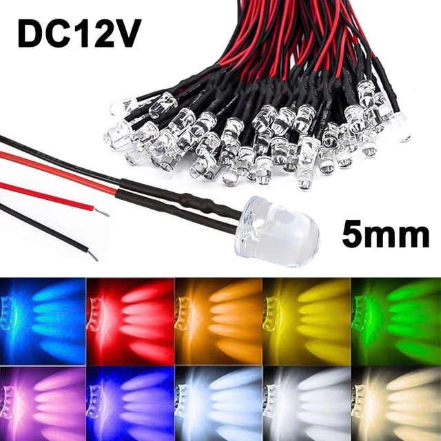 DC12V 5MM LED Bulb Pre wired Light Diodes Small 25cm DIY Car /Boat toys ...