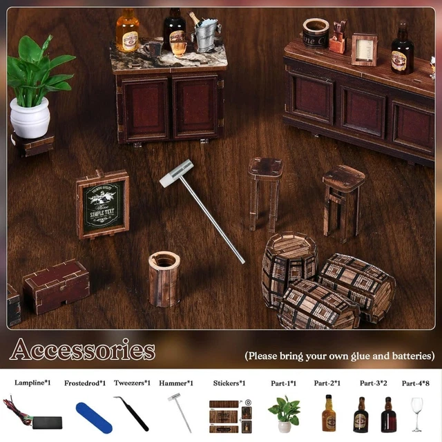 BOOK NOOK KIT Corner Tavern DIY Miniature Wooden Puzzle, Vintage Pub ...