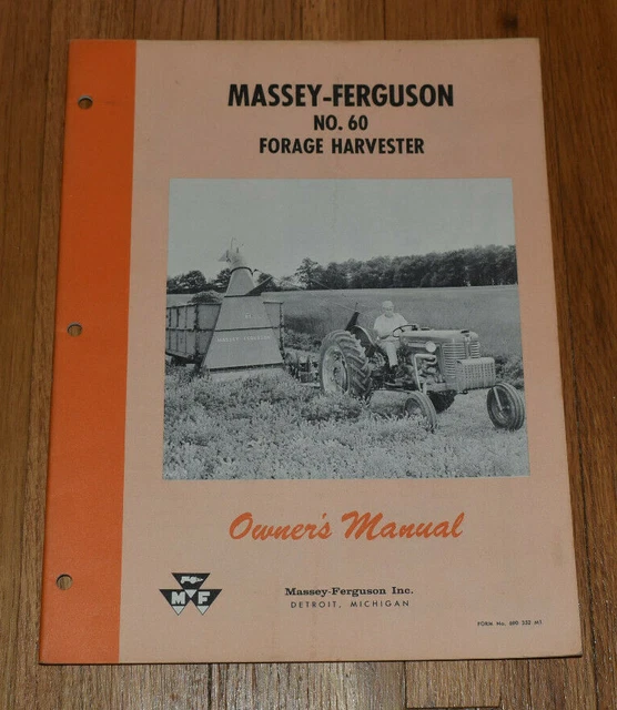 VINTAGE MASSEY FERGUSON No 60 Forage Harvester Tractor Owners Manual Book £21.60 - PicClick UK