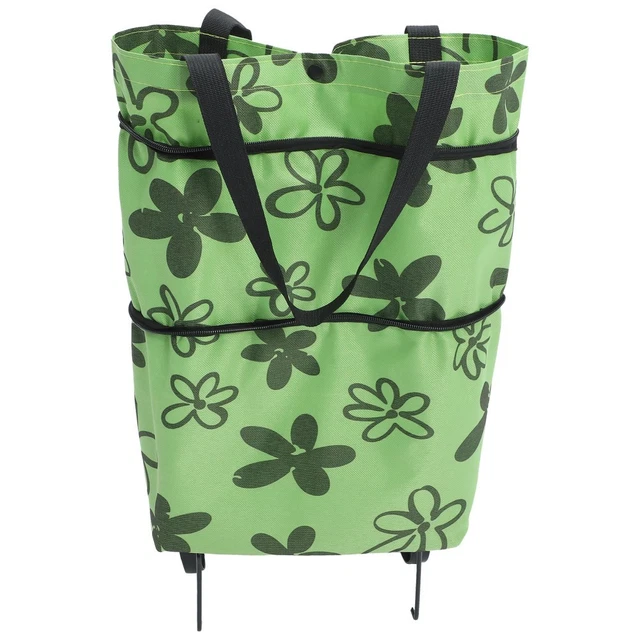 FOLDABLE SHOPPING PORTABLE Cart with Wheels Lightweight Storage Bag for ...
