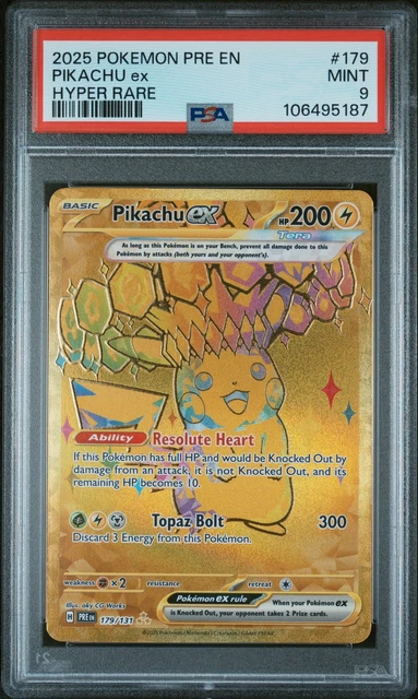 2025 POKEMON PRE En-Prismatic Evolutions Hyper Rare #179 Pikachu Ex Psa ...