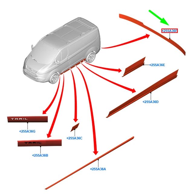 FORD TRANSIT CUSTOM MK1 Rear Left Decal Strip 2431867 NEW GENUINE £104. ...