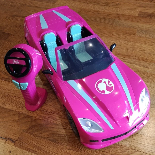 BARBIE FULL FUNCTION RC Remote Control Pink Convertible Car With Lights ...