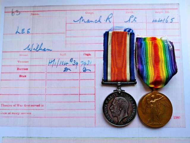 BRITISH WW1 WAR & Victory Medals/Badges Lee Manchester Pals Wounded £54 ...